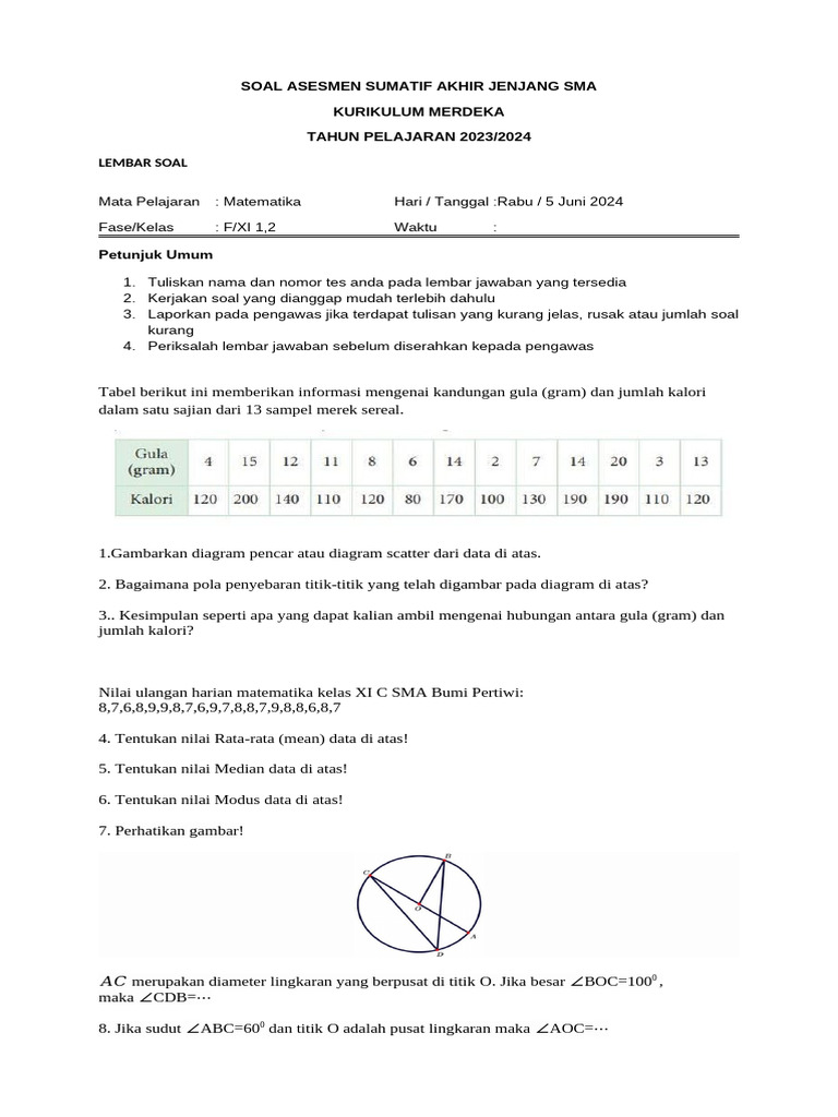 Soal Pat Genap Matematika KLS 11 Kumer | PDF