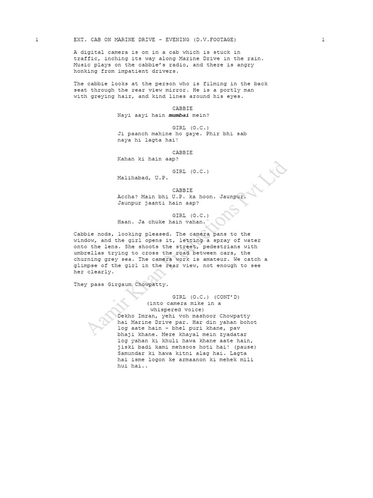 Dhobi Ghat Film Script | PDF