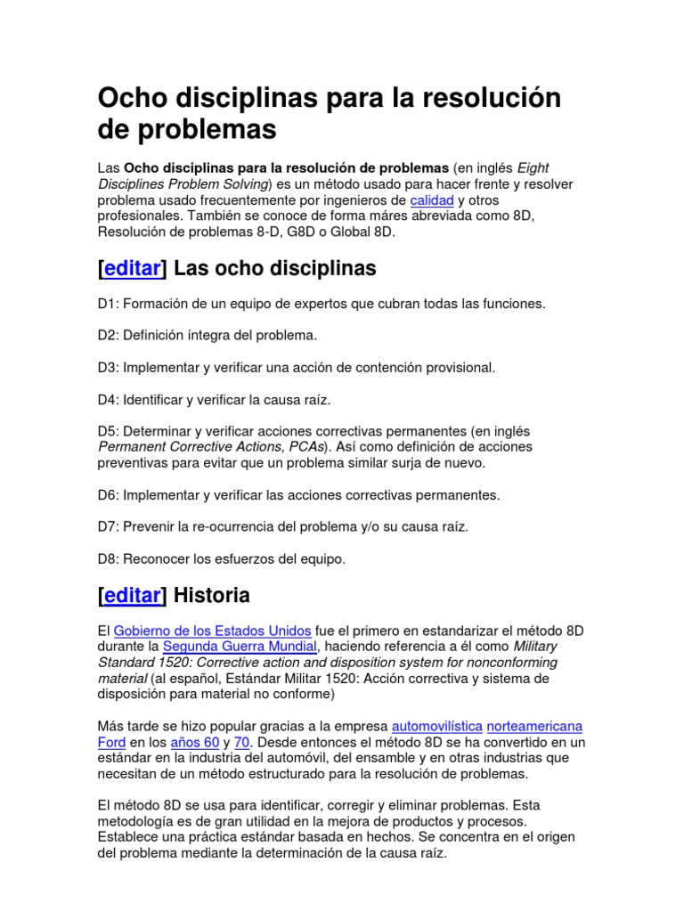 Ocho Disciplinas para La Resolución de Problemas | PDF | Conceptos ...