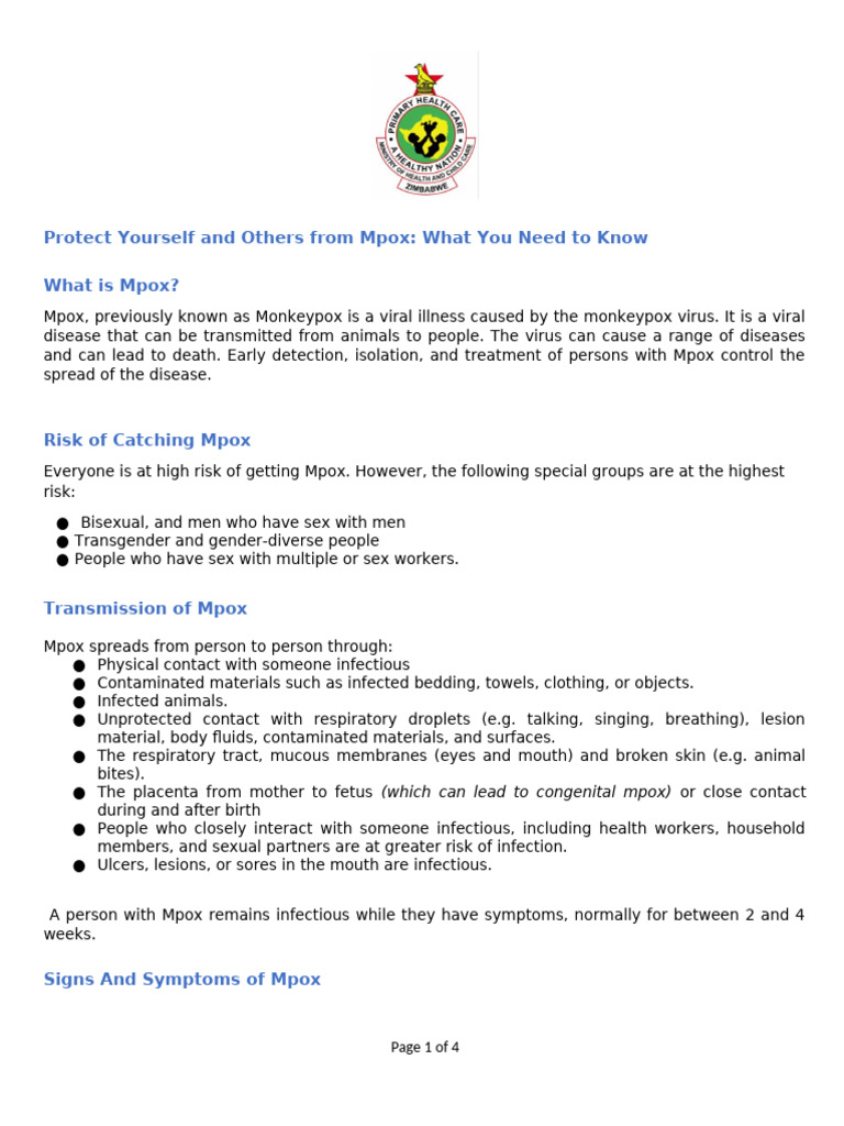 Mpox Information Sheet 2024 | PDF