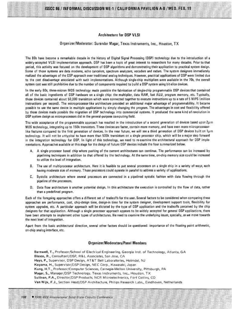 Architecture For DSP Vlsi | PDF