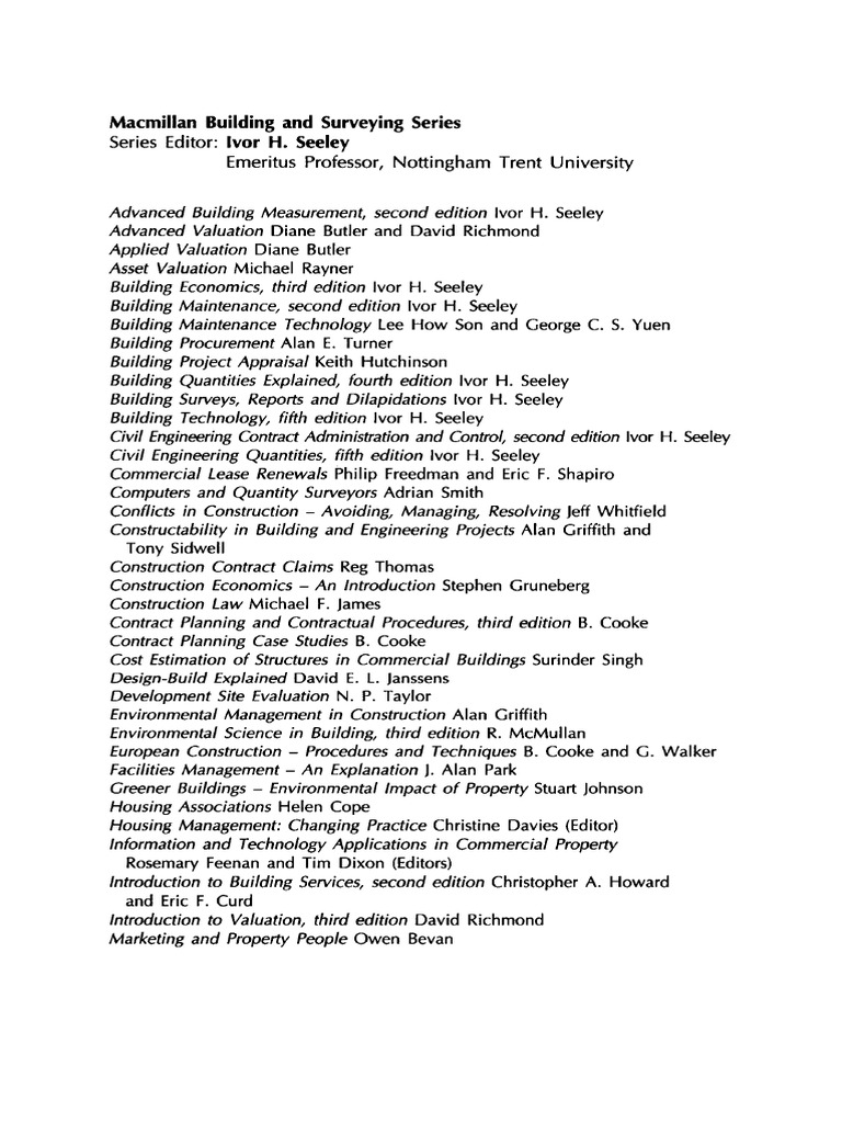 Macmillan Building and Surveying Series Ivor H. Seeley | PDF