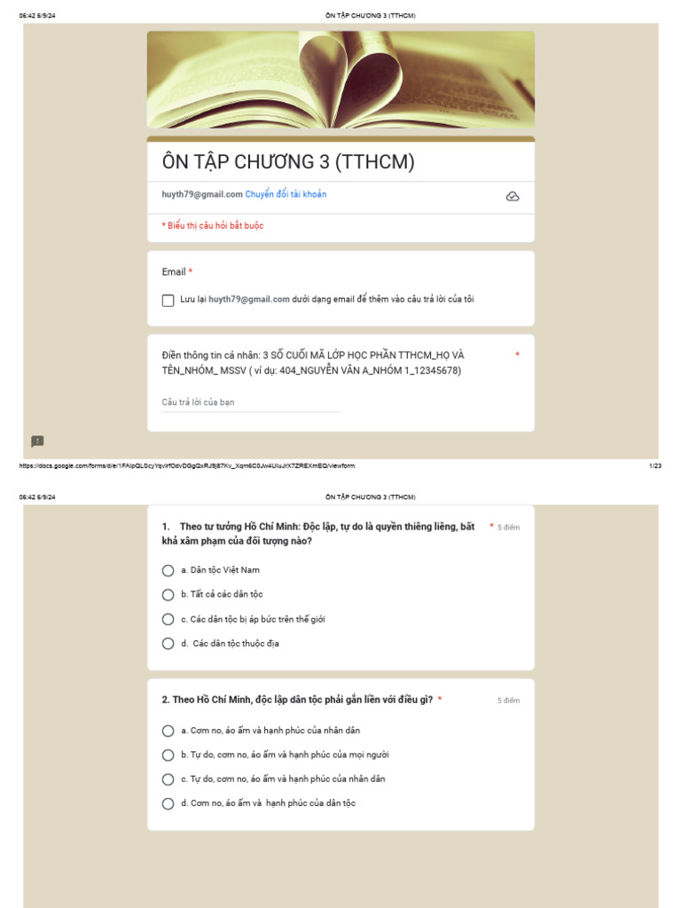 ÔN TẬP CHƯƠNG 3 (TTHCM) | PDF