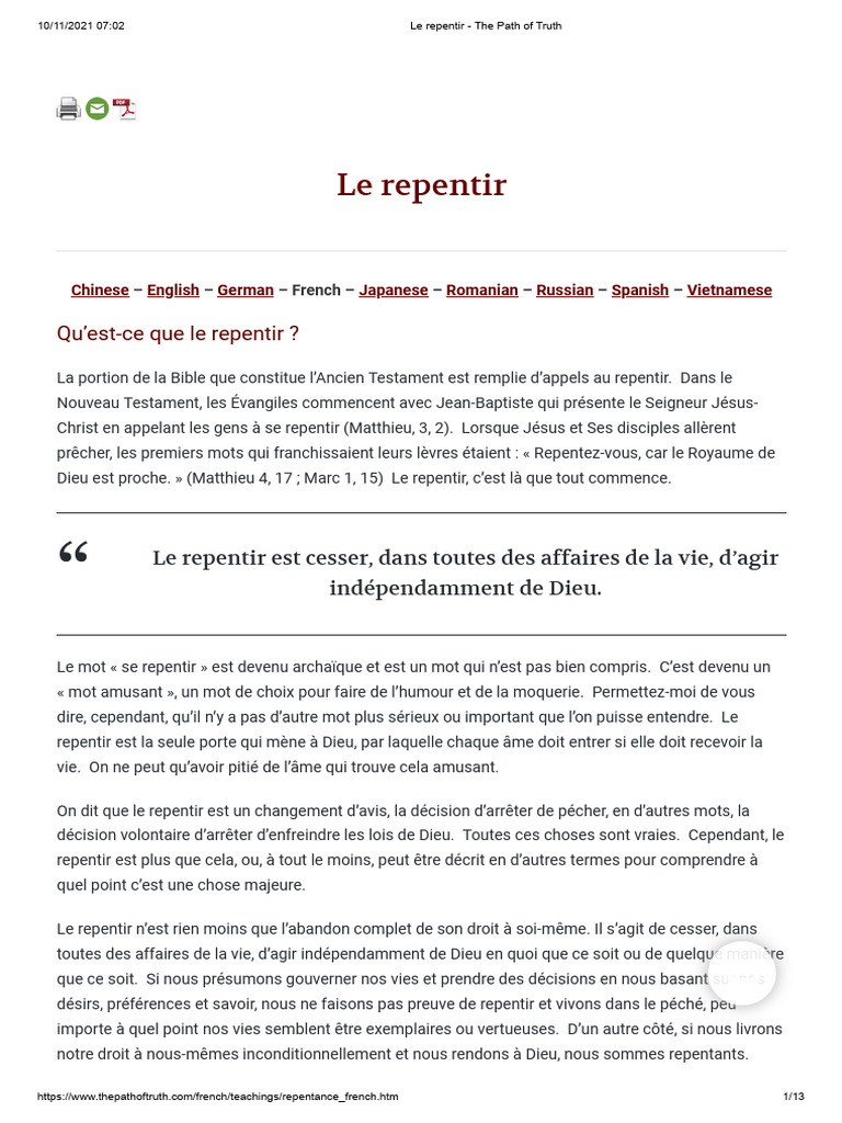 Le Repentir - The Path of Truth | PDF