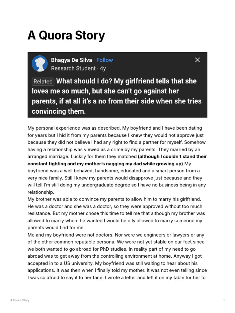 A Quora Story | PDF