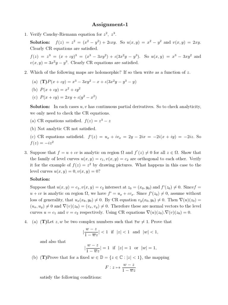 Assignemnt 1 Solutions | PDF | Mathematical Concepts | Differential ...