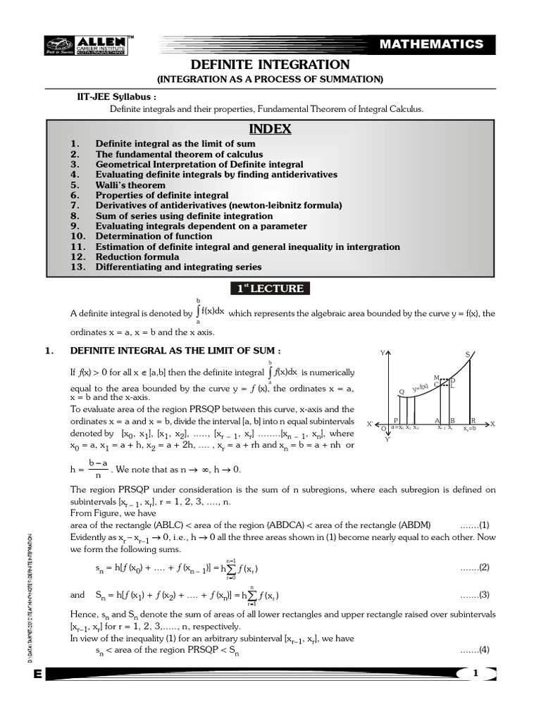 Definite Integration | PDF