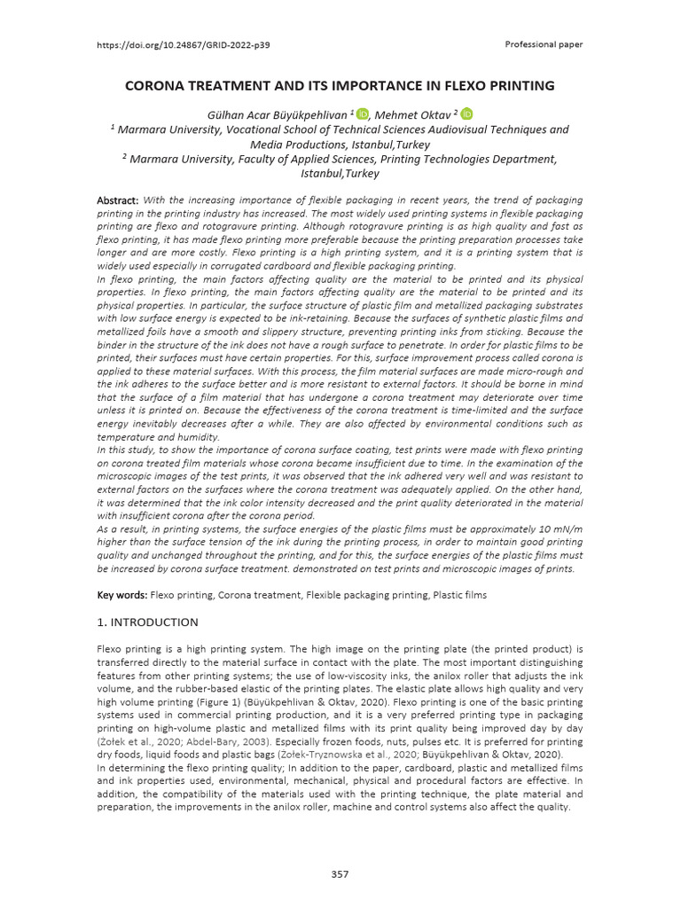 Corona Treatment and Its Importance in Flexo Print | PDF