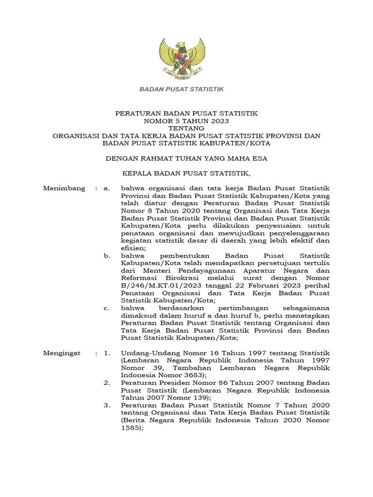 1.4.1.E2 Perban BPS No 5 Tahun 2023 | PDF