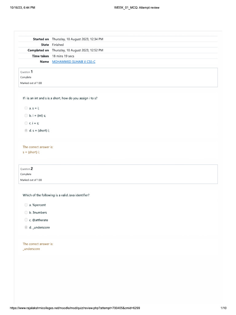 Week 1 Mcqs - Merged | PDF