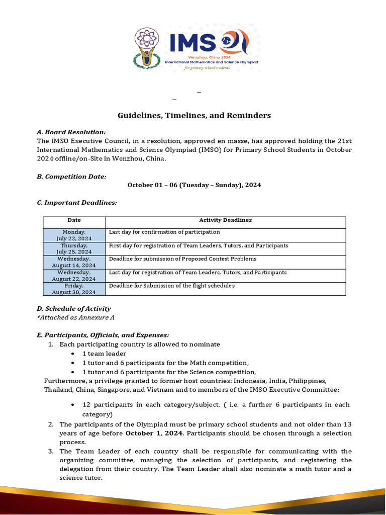IMSO 21 Guidelines | PDF