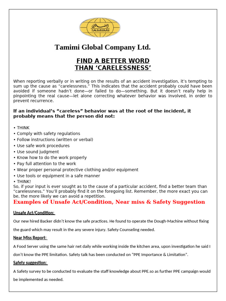 Find A Better Word Then Carelessness | PDF