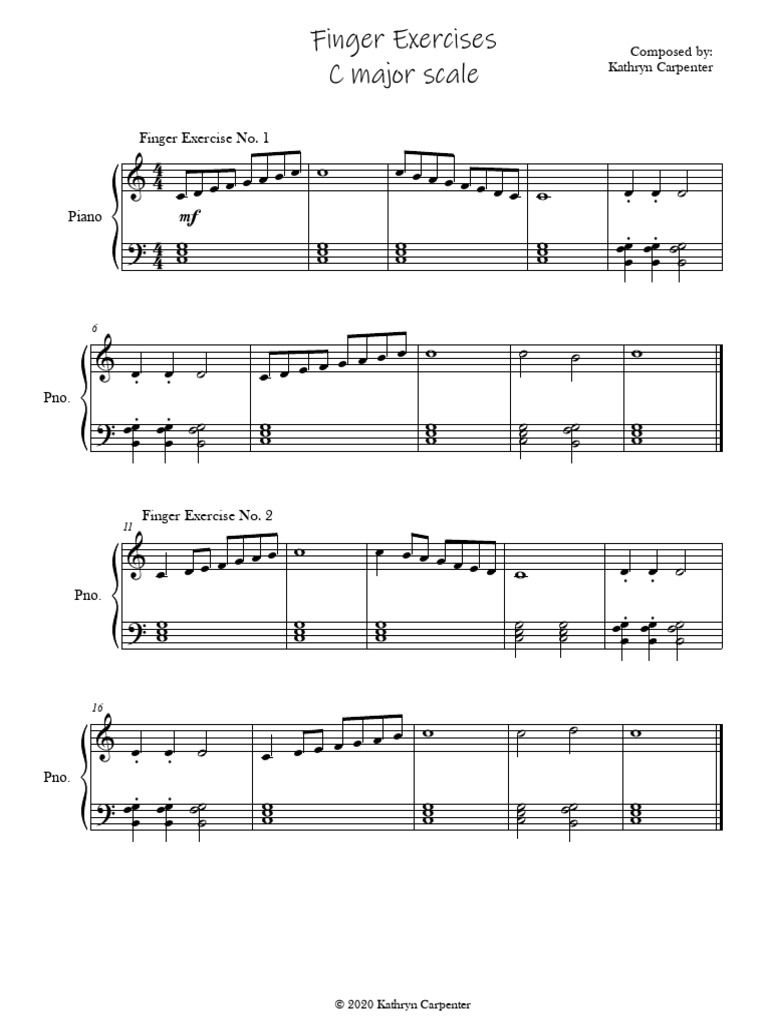 Finger Exercise Collection Scales For C Major Page 1 | PDF