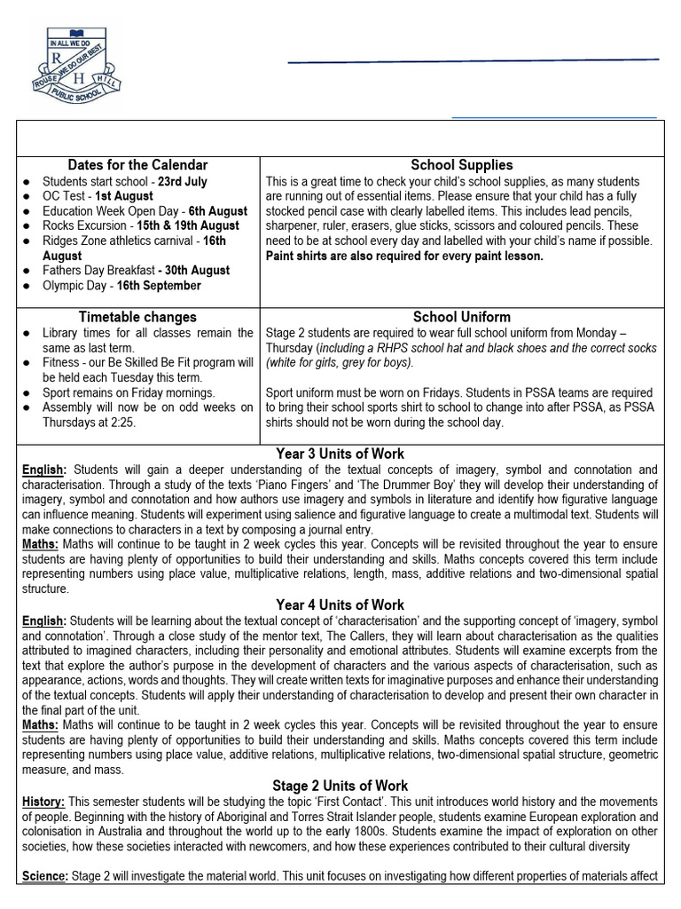 Stage 2 Term 3 2024 Overview | PDF | Language Arts & Discipline ...