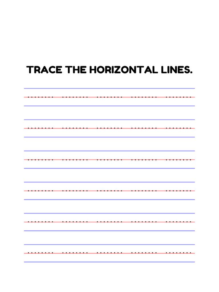 Green-Lilac Simple Trace The Horizontal Lines Worksheet | PDF