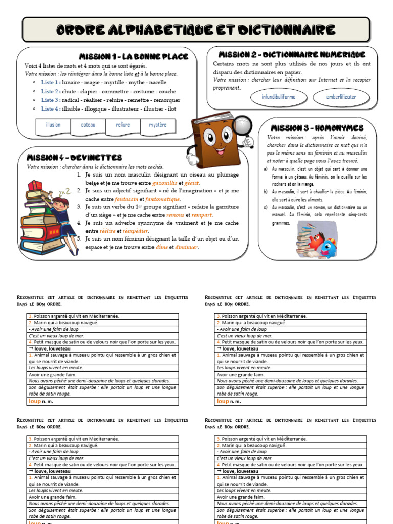 Ordre-alphabétique-et-dictionnaire-CM1-CM2 | PDF