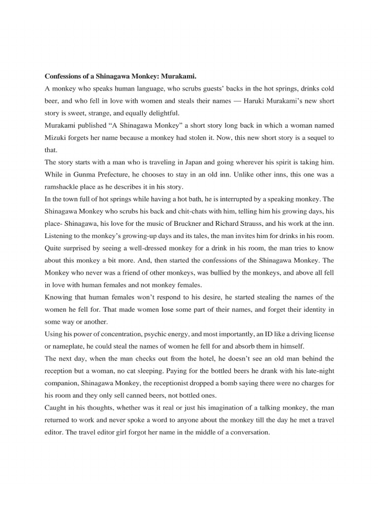 Summary of Confessions of A Shinagawa Monkey | PDF