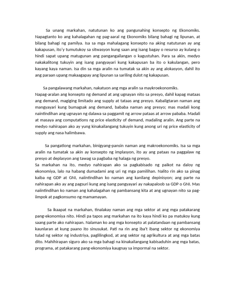 Economics Reflection Paper | PDF