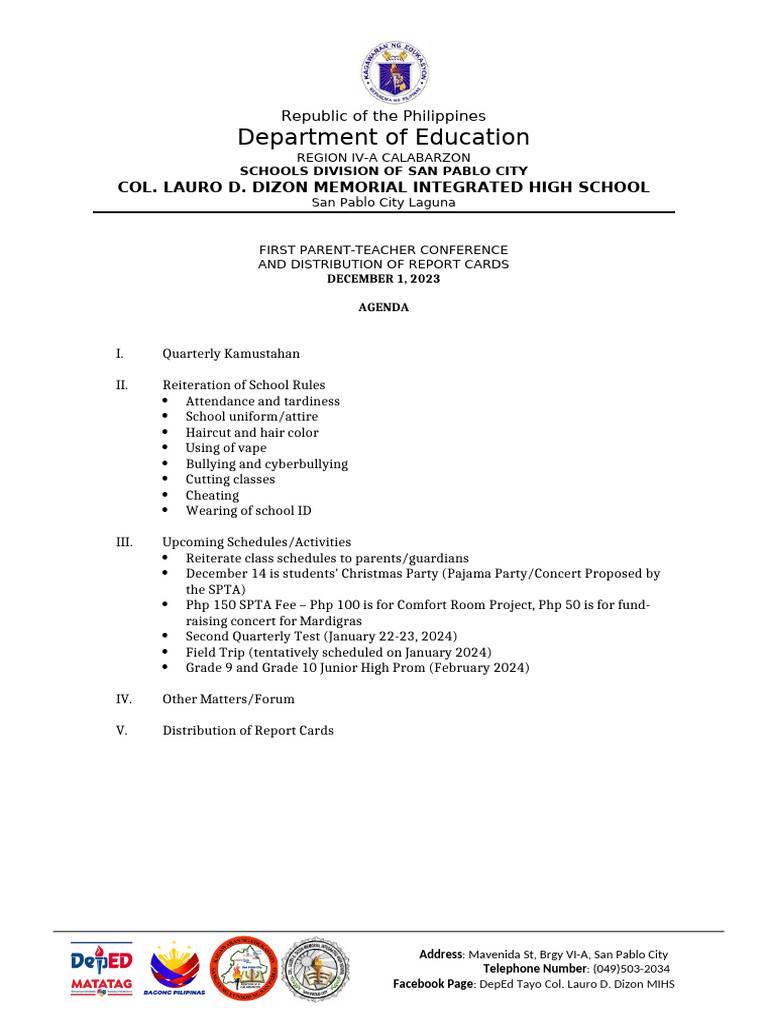 First PTC 2023 Agenda | PDF