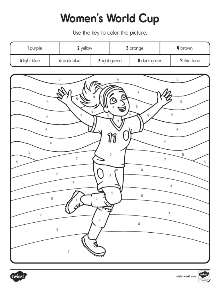 Women's World Cup Color by Number Activity For PK-1st Grade | PDF