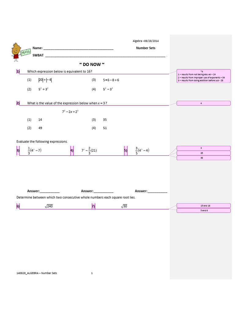 9004_ALGEBRA - Number Sets | PDF