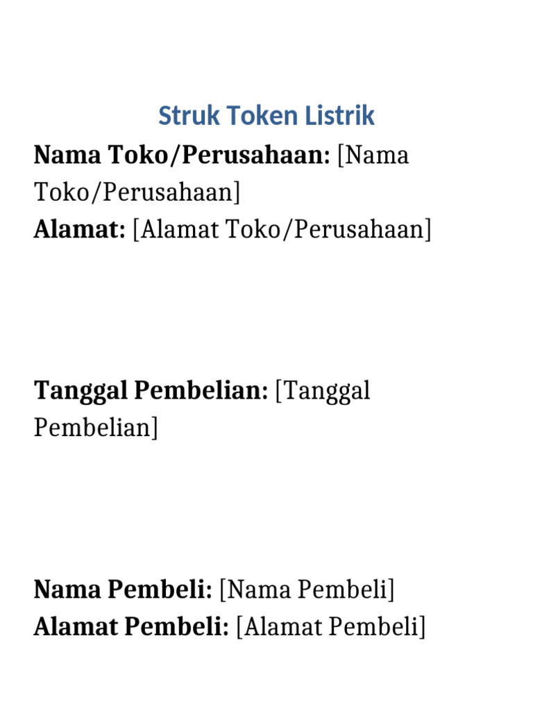 Template Struk Token Listrik | PDF