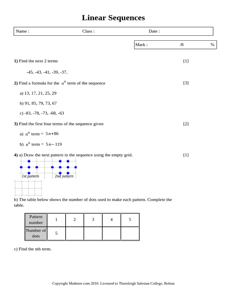 Linear Sequences | PDF