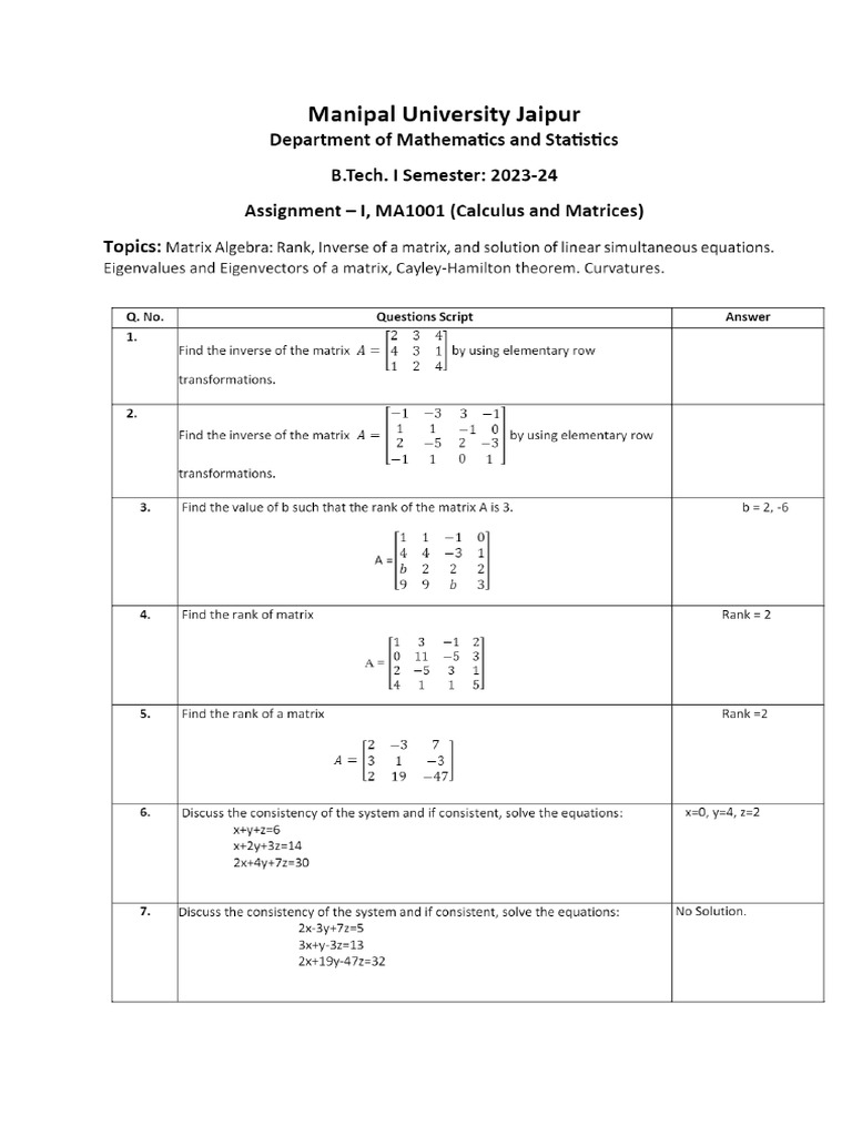 Calculus and Matrices | PDF