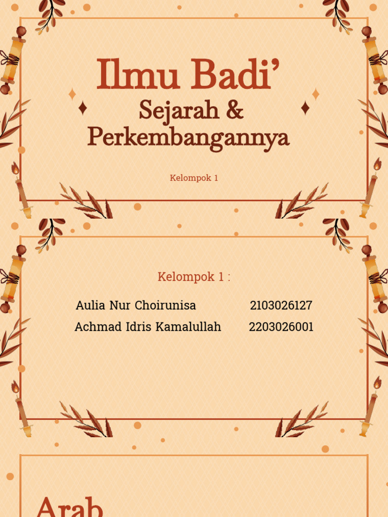 Ilmu Badi' Sejarah & Perkembangannya Presentasi | PDF