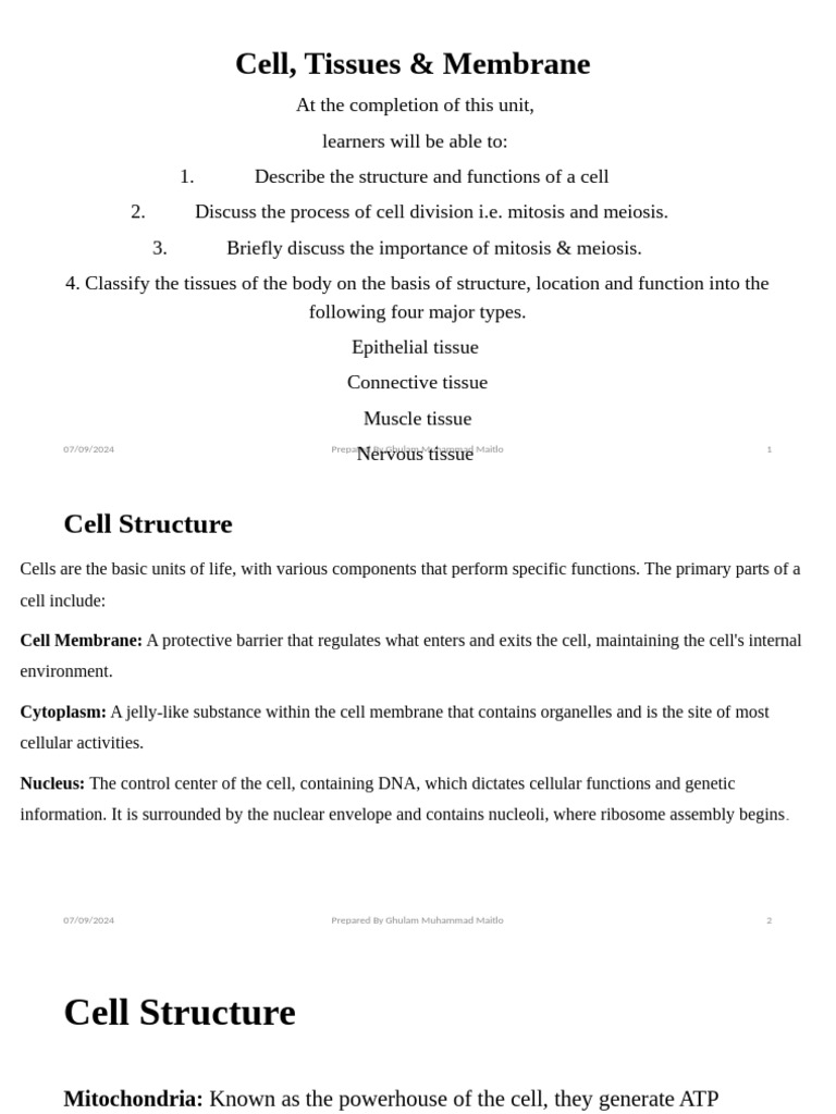 Cell & Tissue | PDF