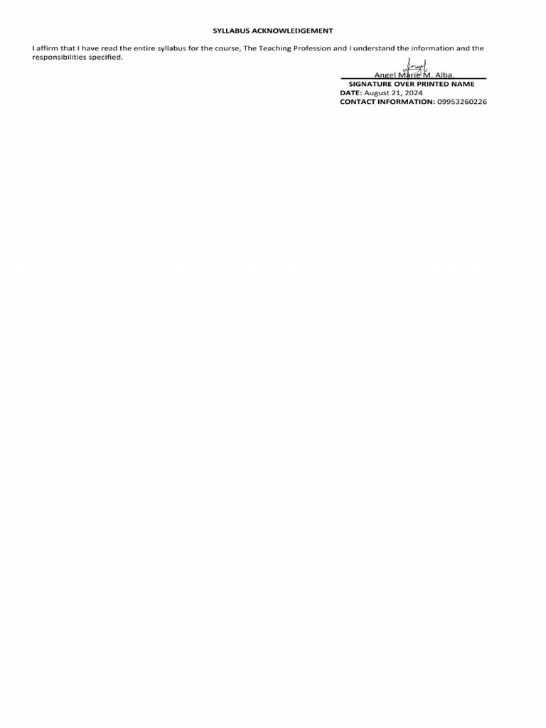 Pdf-Syllabus Acknowledgement (Sir Mario) PDF | PDF