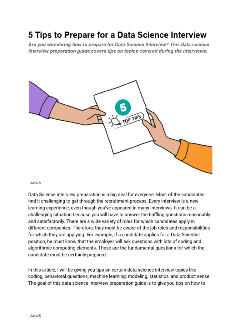 5 Tips To Prepare For Data Scientist Interview | PDF | Data Science | Career & Growth