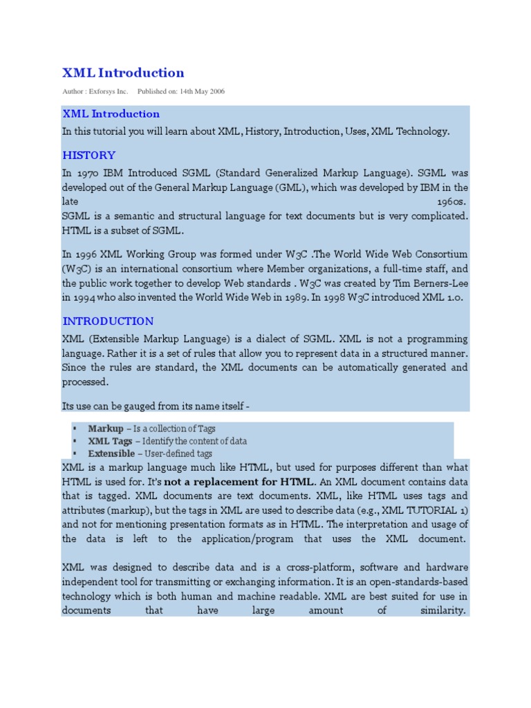 XML Introduction | PDF | Xml | Xml Schema