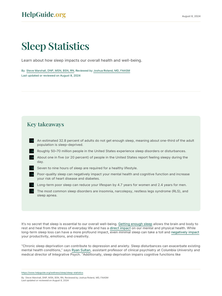 Sleep Statistics | PDF