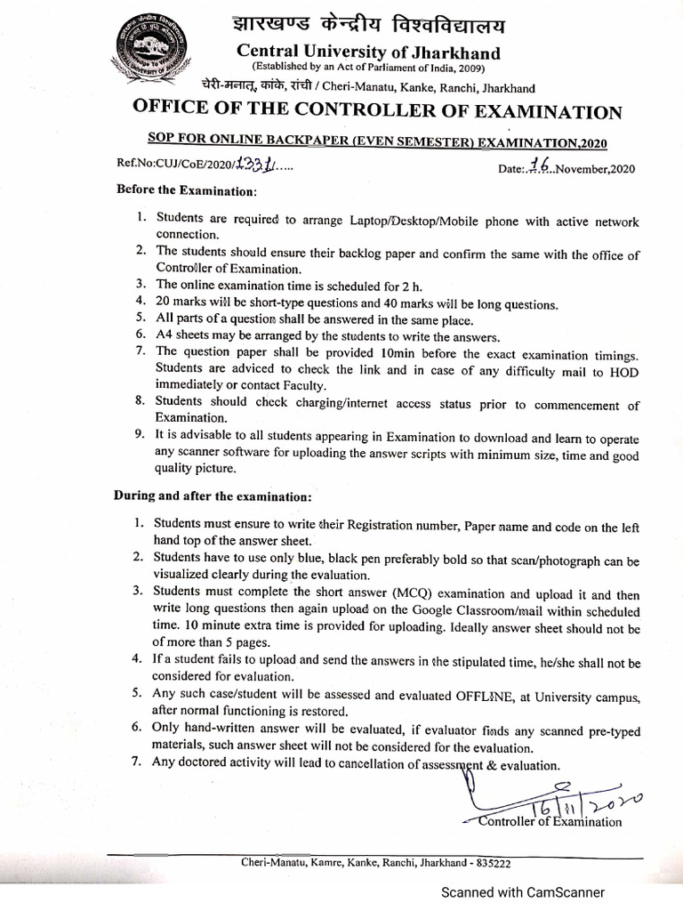 SOP For Backpaper | PDF