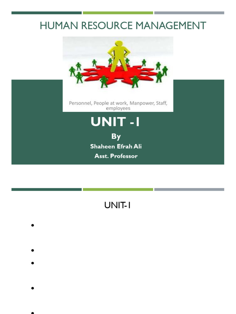 Human Resource Management Unit 1 | PDF