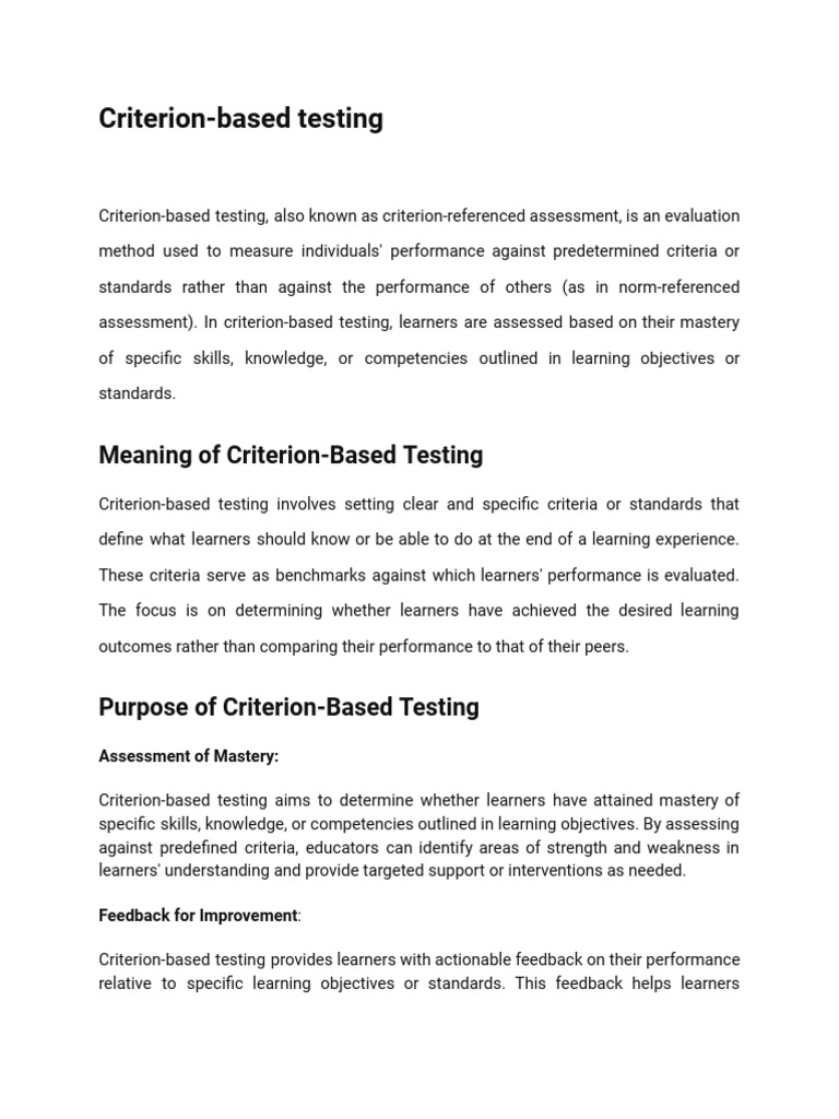 Criterion-based testing- | PDF