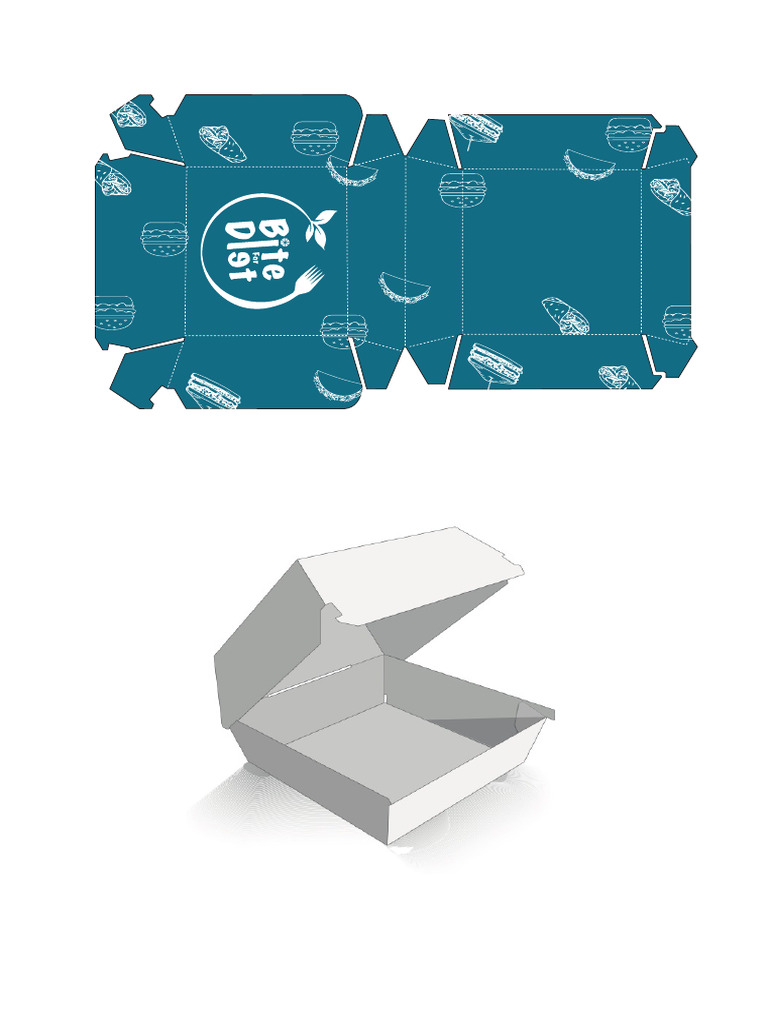 Claim Shell Burger Box Keyline Mockup | PDF