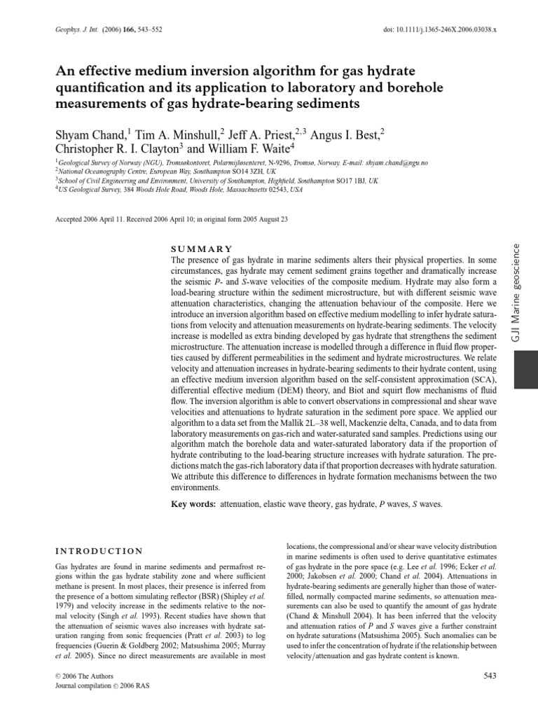An Effective Medium Inversion Algorithm For Gas Hydrate Quanti Cation and Its Application To ...