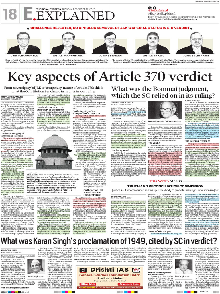 SC Judgement Article 370 | PDF
