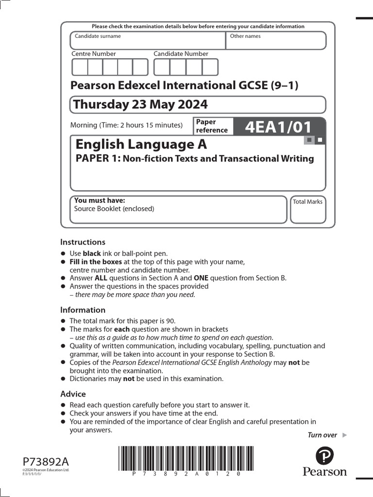 English A IGCSE 2024 June Paper 1 | PDF