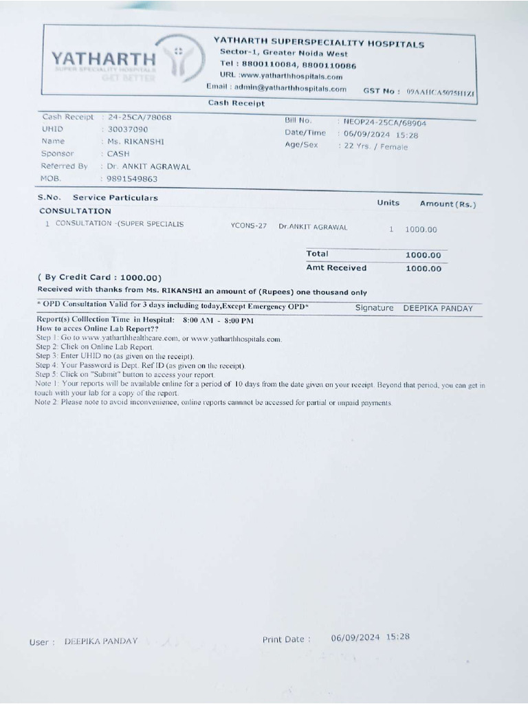 Rikanshi OPD Slip | PDF