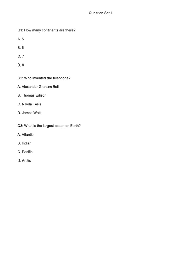 Question Set 1 | PDF
