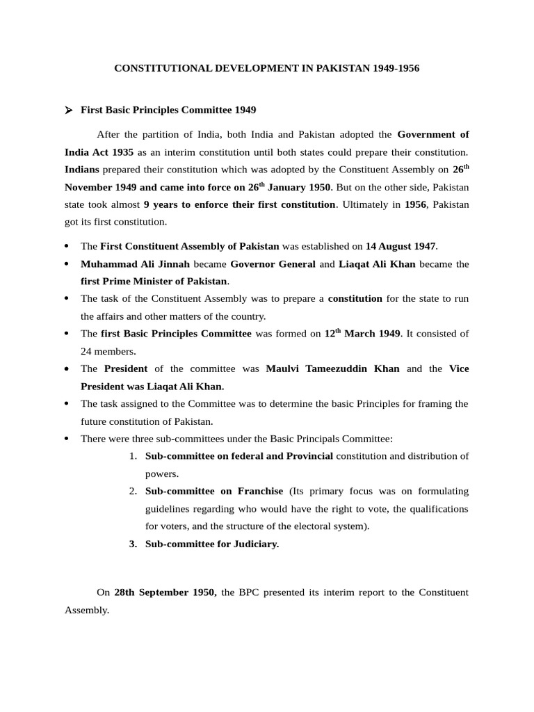 Constitutional Development in Pakistan | PDF