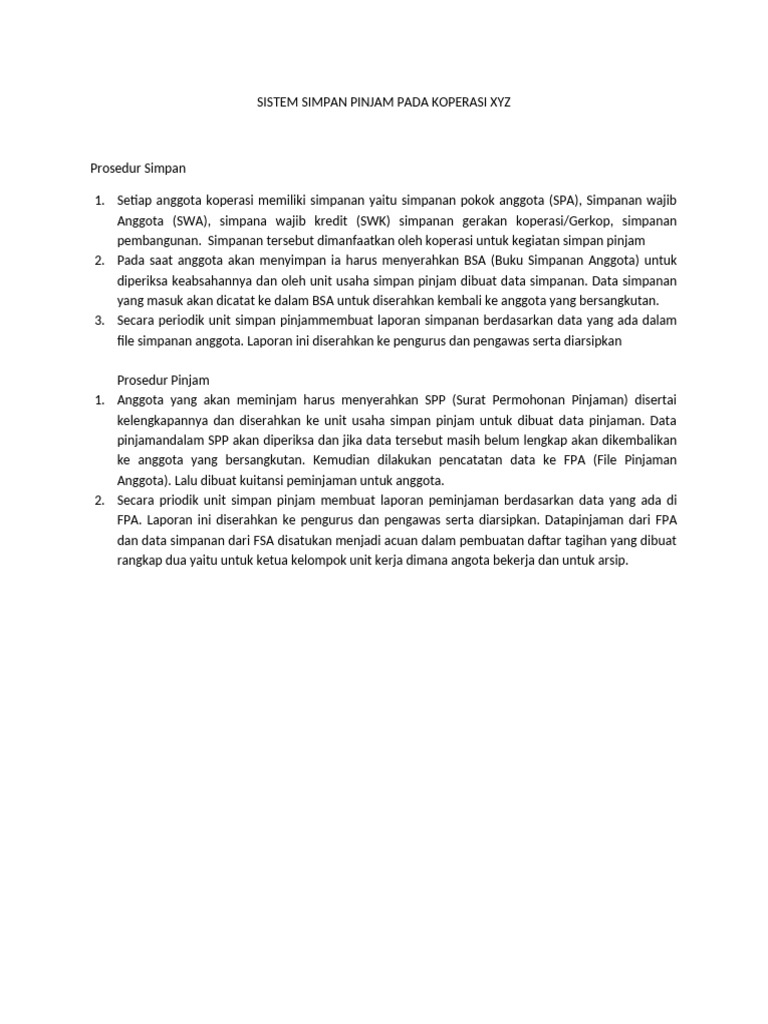 Prosedur Simpan Pinjam | PDF