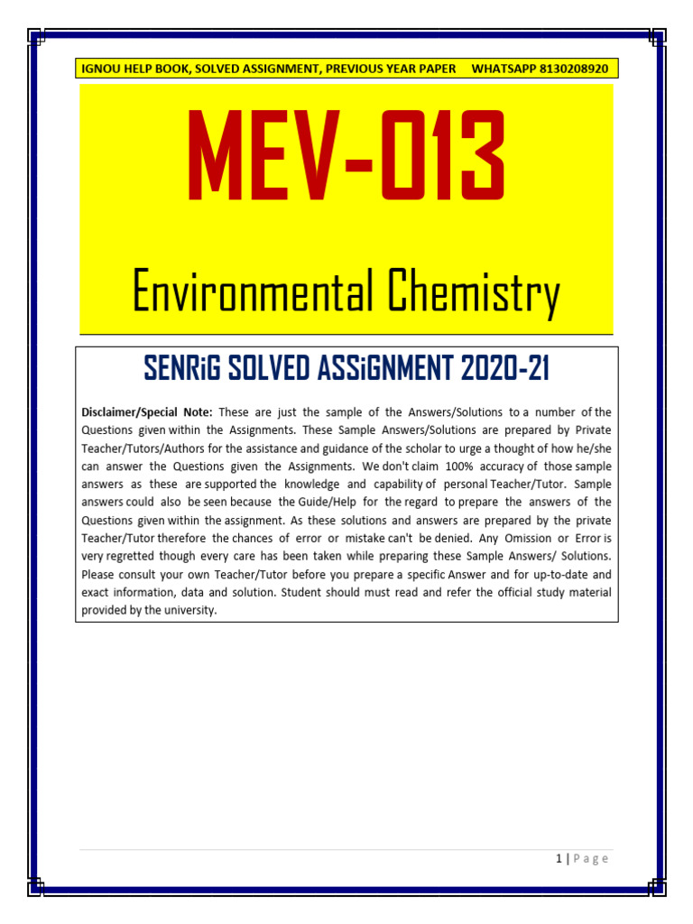 IGNOU Environmental Chemistry Guide | PDF | Infrared Spectroscopy | Science & Mathematics
