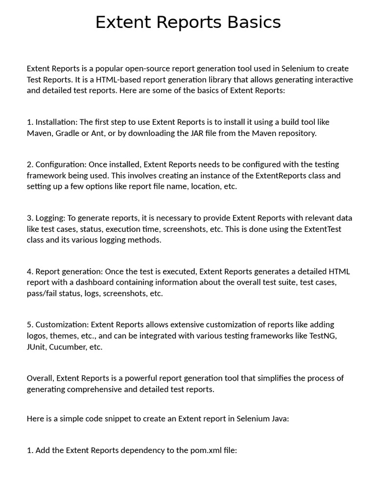 ExtentReport Basics | PDF