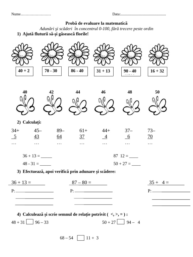 Test Mem Adunari Si Scaderi 0100 Fara Trecere Peste Ordin | PDF