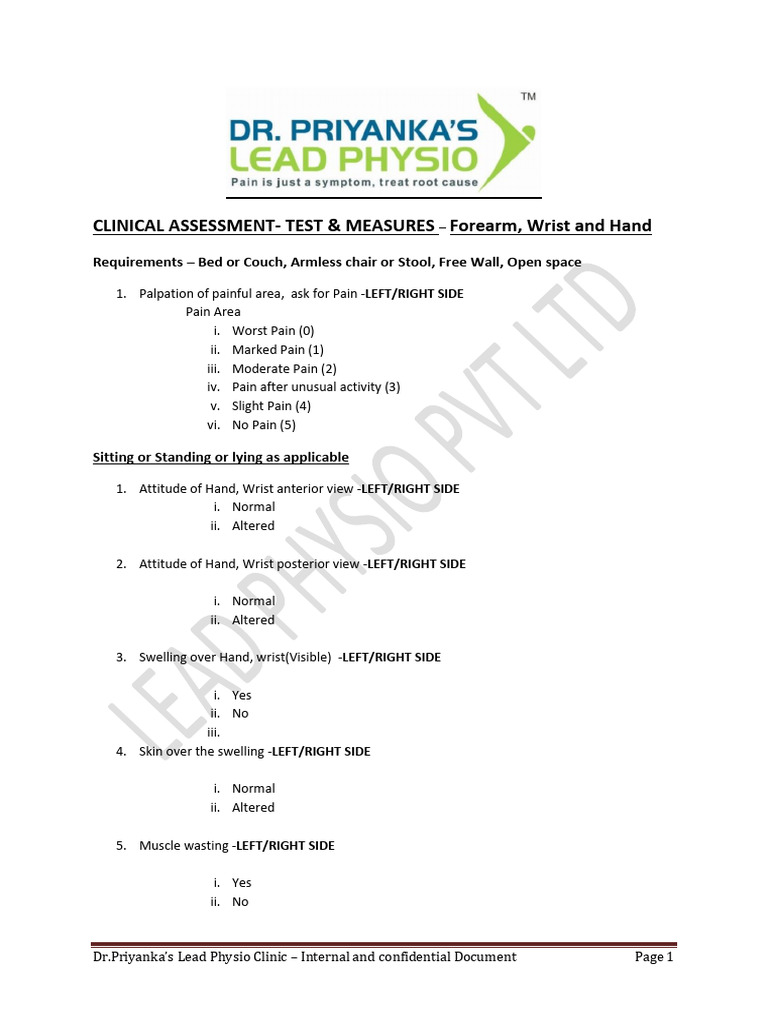 5 PHYSICAL Test and Measures - Forearm - Wrist - Hand | PDF