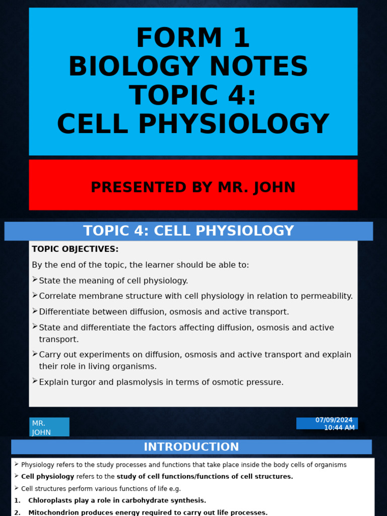 Bio F1 Cell Physiology | PDF | Osmosis | Social Science